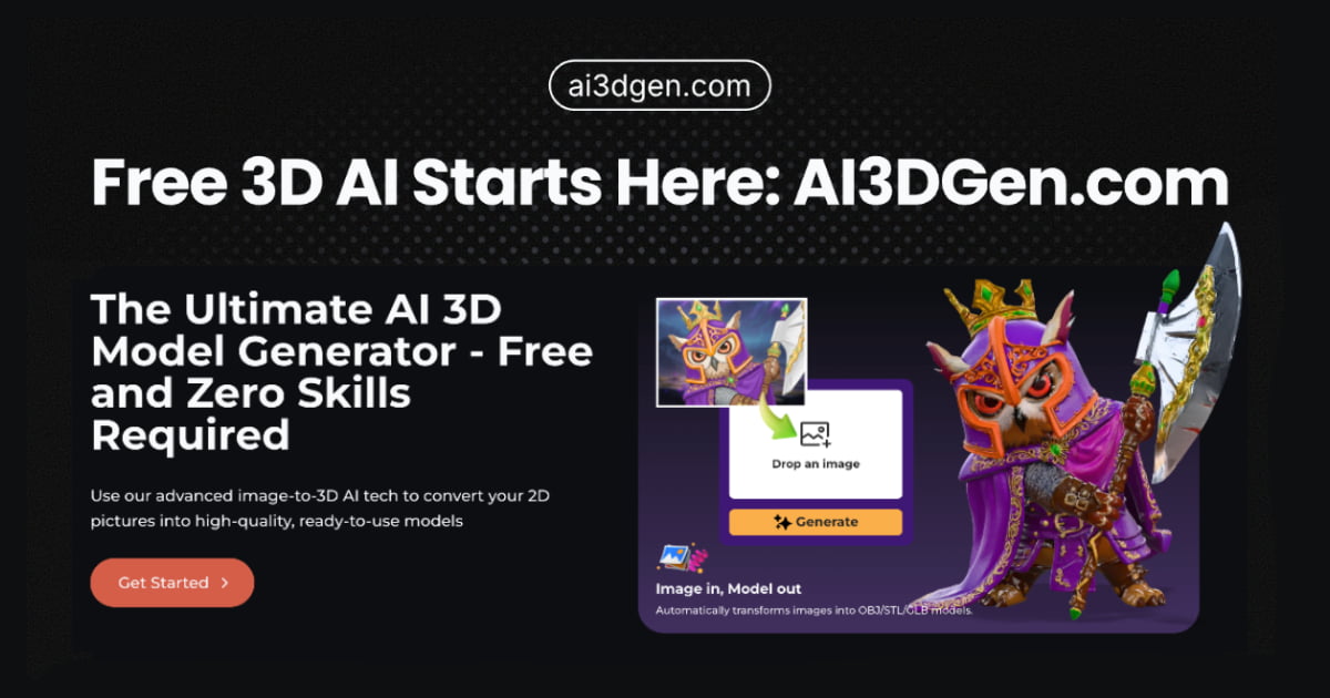 Image to 3D AI | Best 3D Model Generator & Converter (OBJ, STL, GLB)